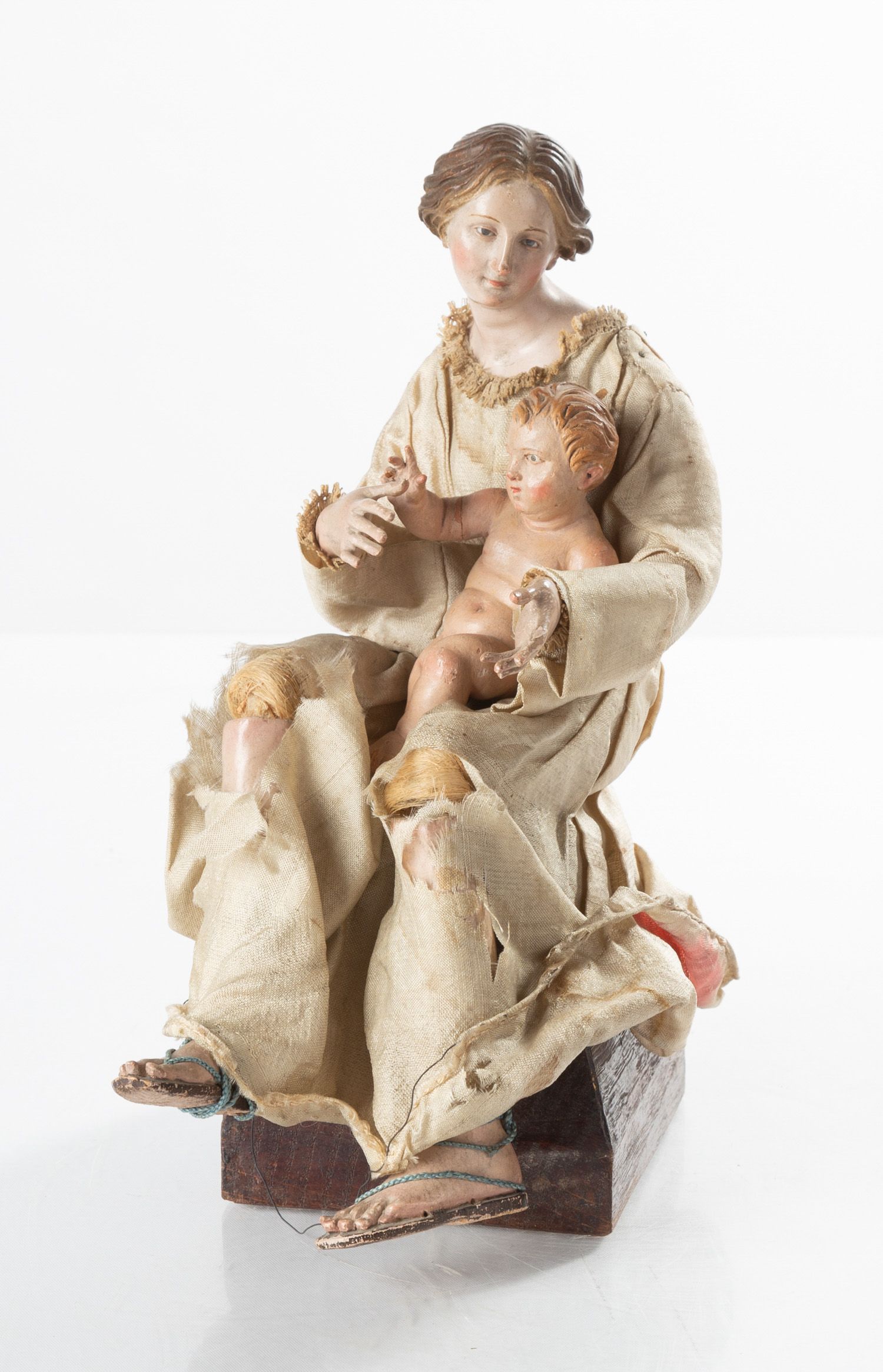 Pair of Early Creche Angels with Mary & Christ Child | Cottone Auctions