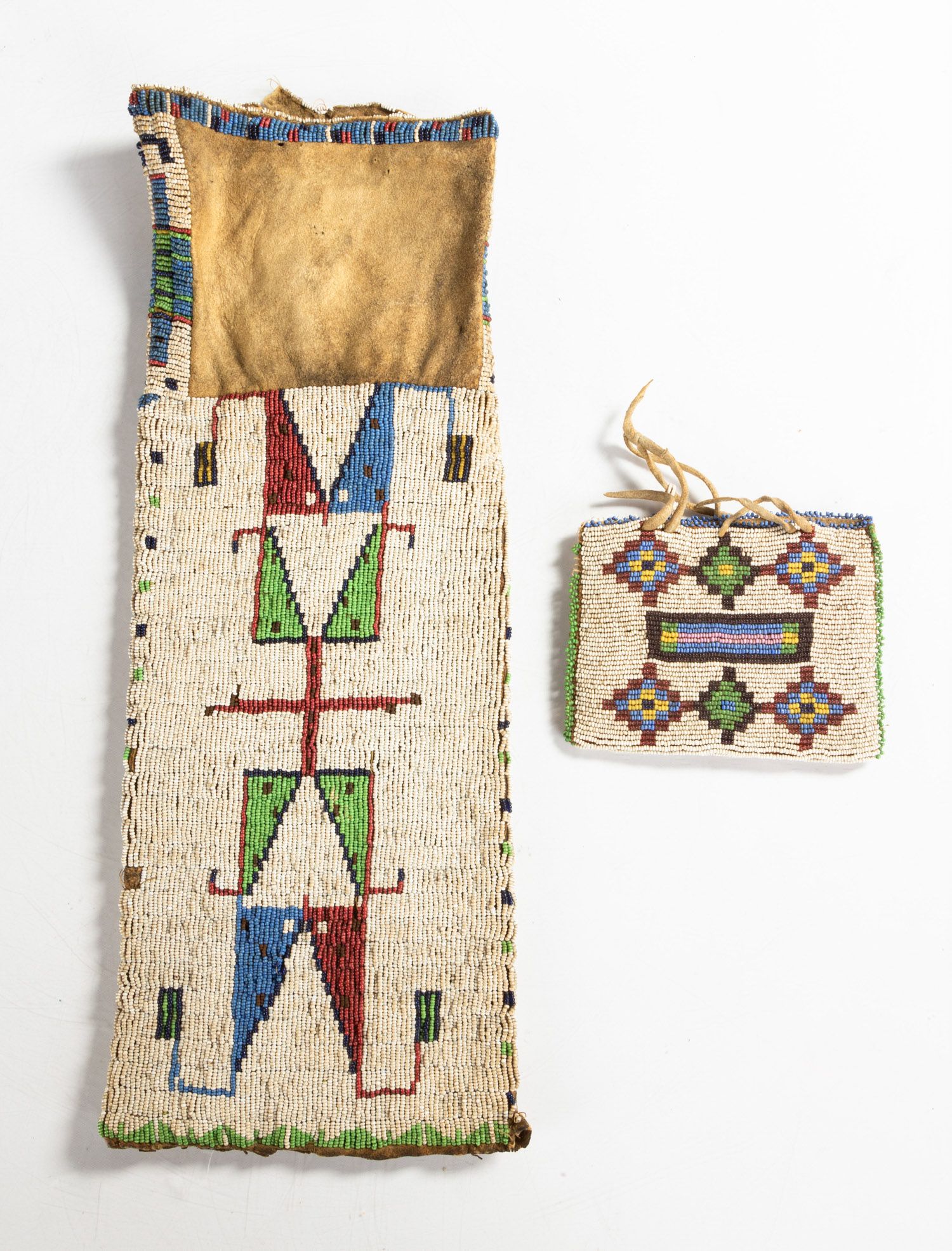 Native American Beaded Pipe Bag and Pouch | Cottone Auctions