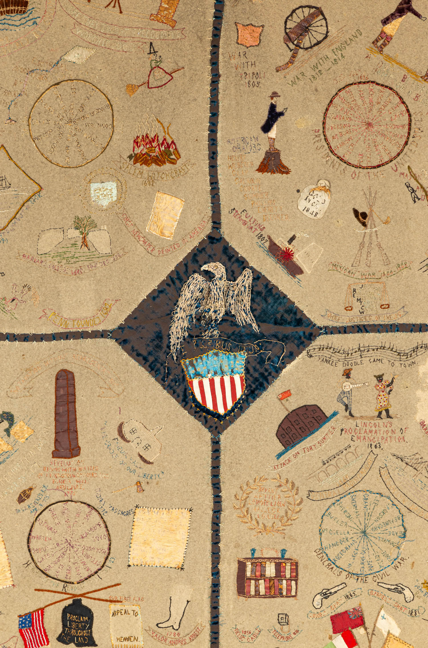 1876 Philadelphia Centennial Embroidered Americana Quilt | Cottone Auctions