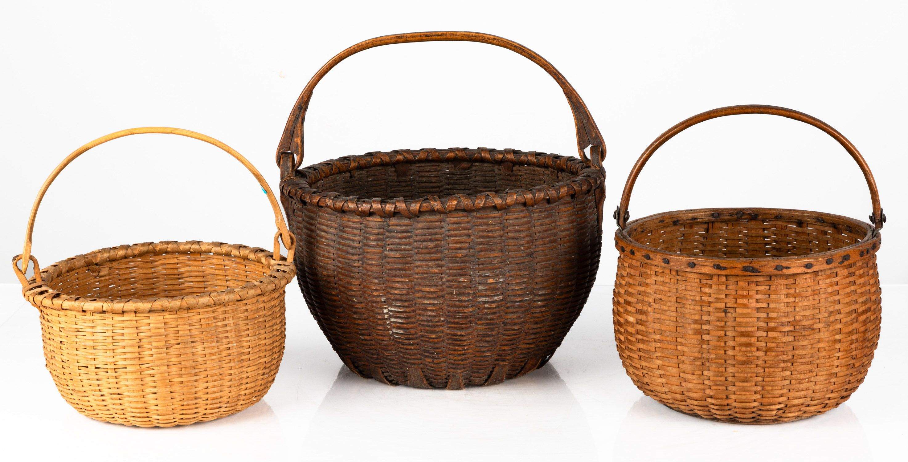 Three 19th Century Swing Handle Baskets | Cottone Auctions
