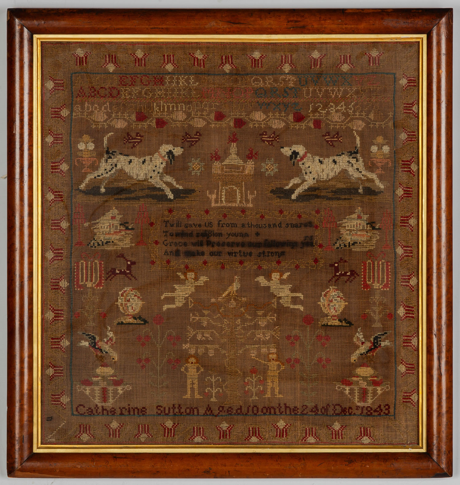 Catherine Sutton Sampler, 1843 | Cottone Auctions