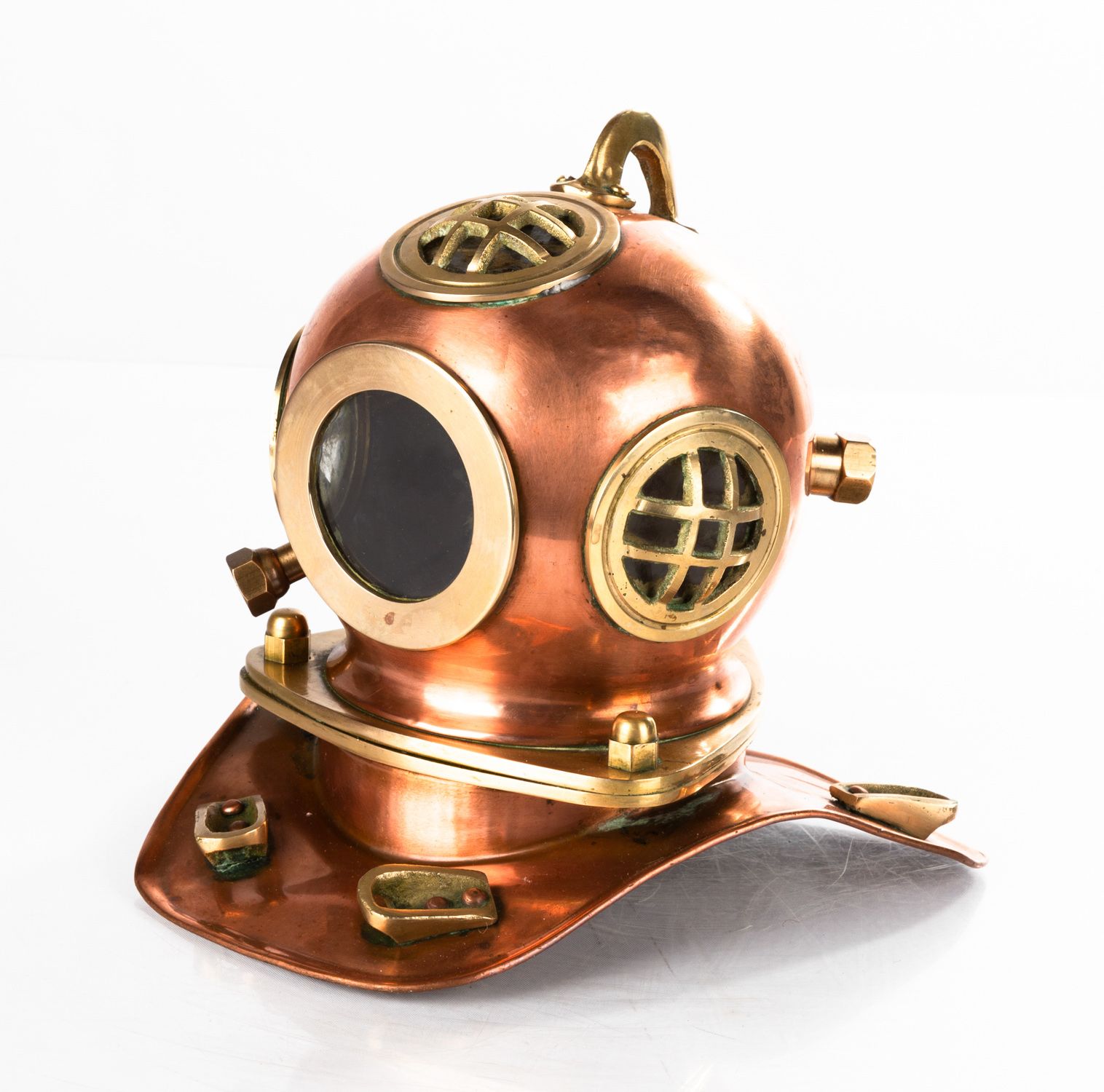 Rolex Copper & Brass Diving Helmet Watch Display | Cottone Auctions