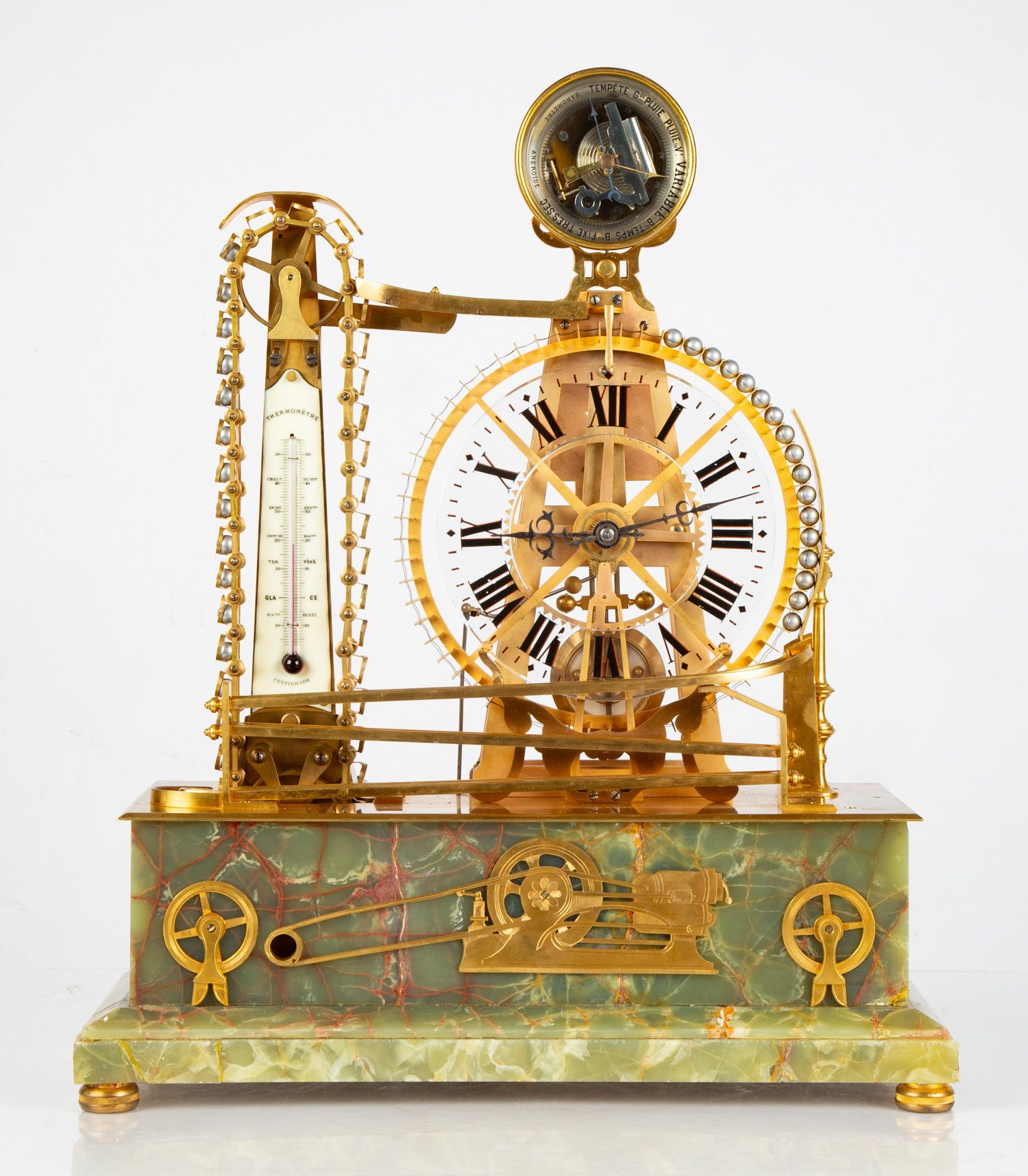 Rare Gilt Bronze Gravity Ball Waterwheel Industrial Clock | Cottone ...