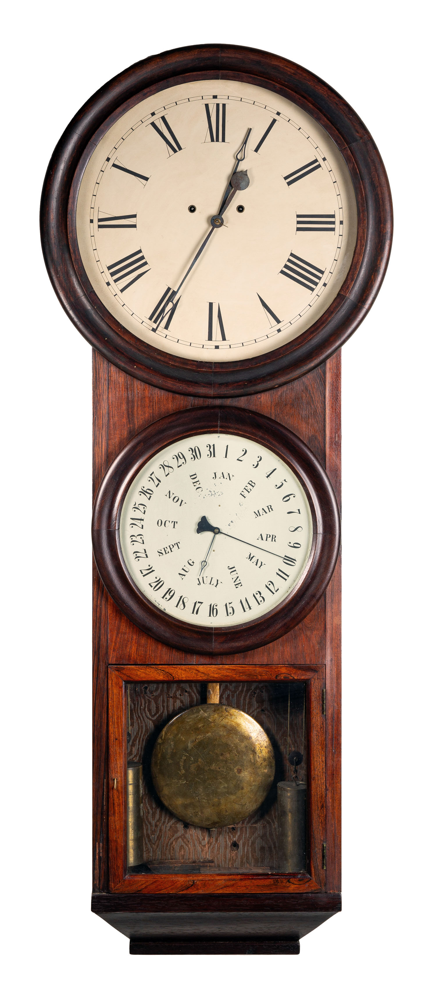 B.B. Lewis Double Dial Perpetual Calendar Wall Clock | Cottone Auctions