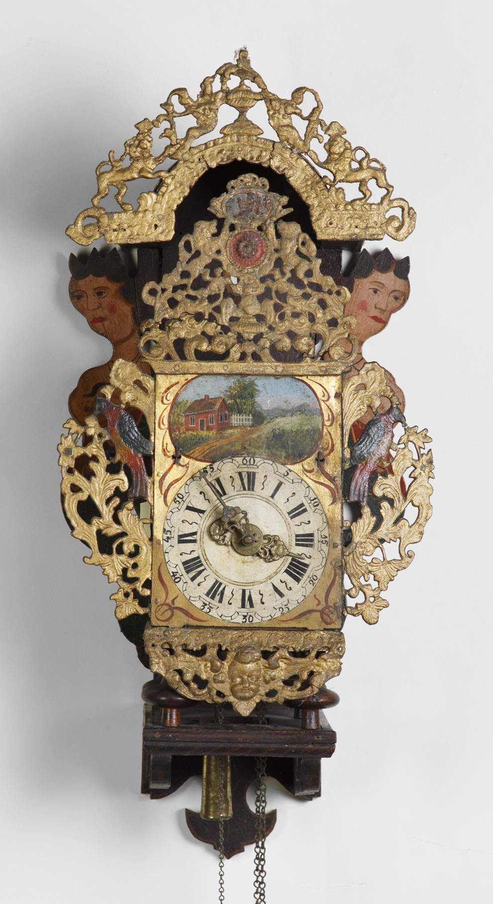 Friscan Polychrome Painted Dutch Wall Clock | Cottone Auctions