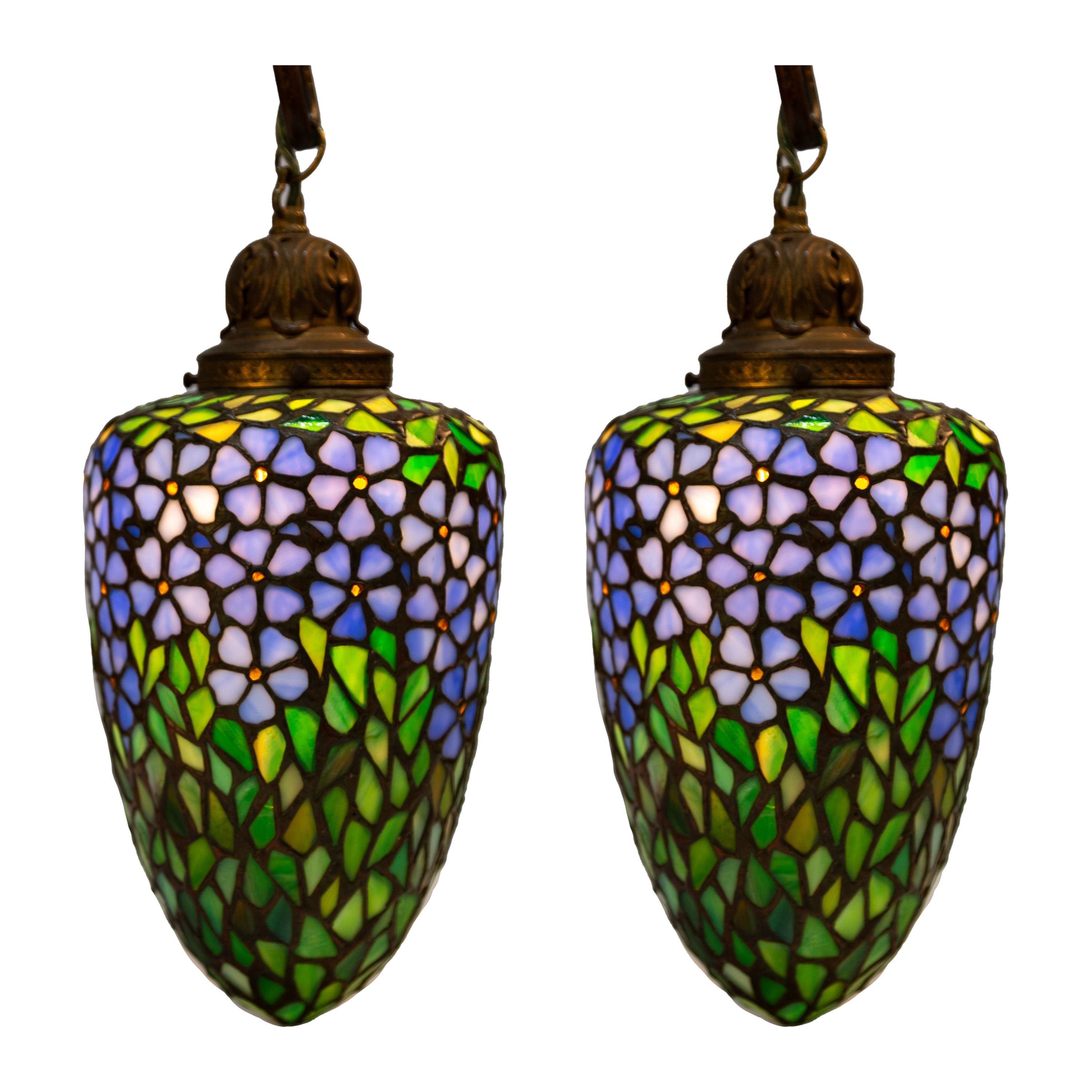 Pair of Unique "Periwinkle" Hanging Pendant Lights | Cottone Auctions