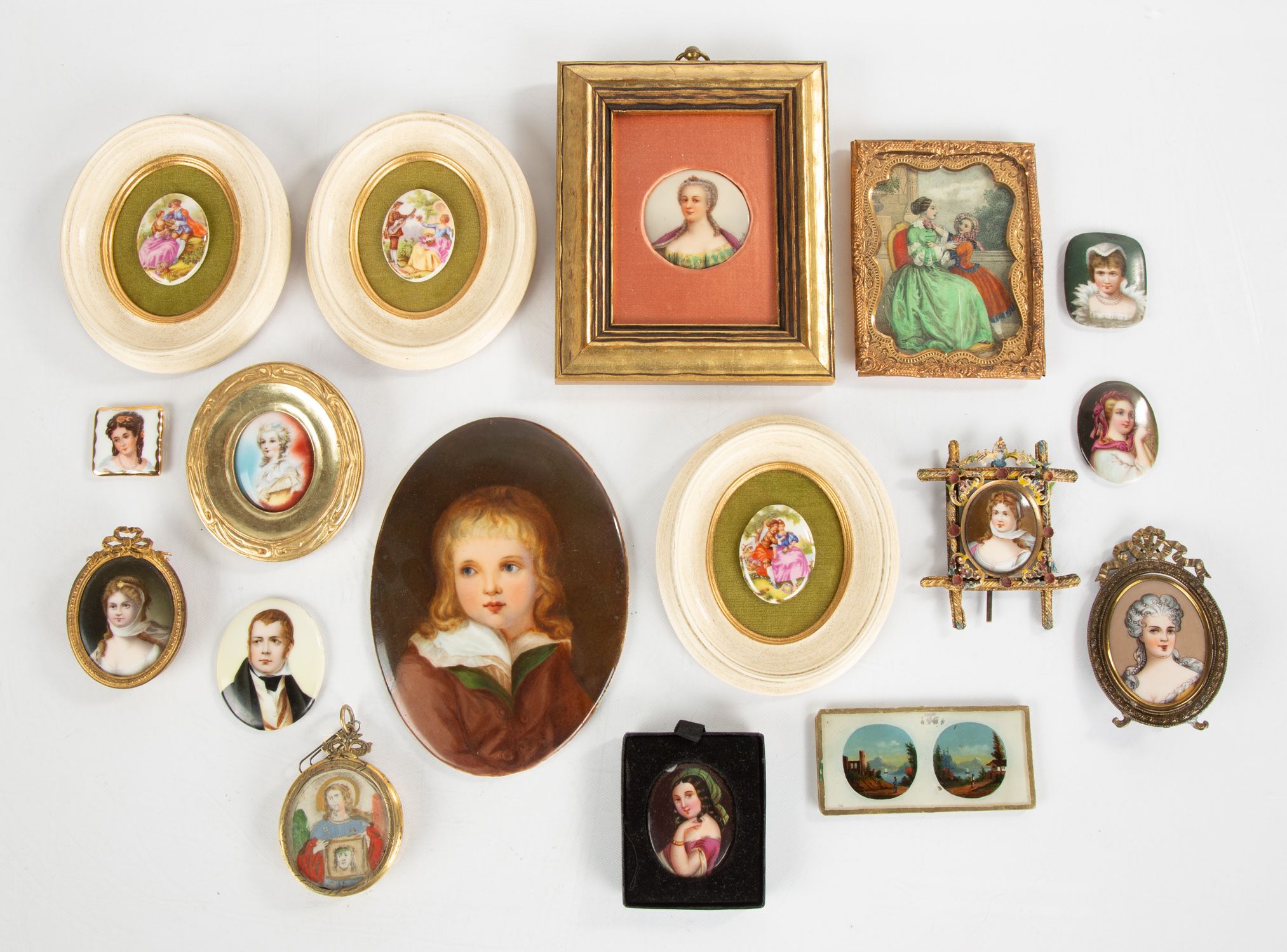 Group of Portrait Miniatures, Antique Jewelry, Pins, & Accessories ...