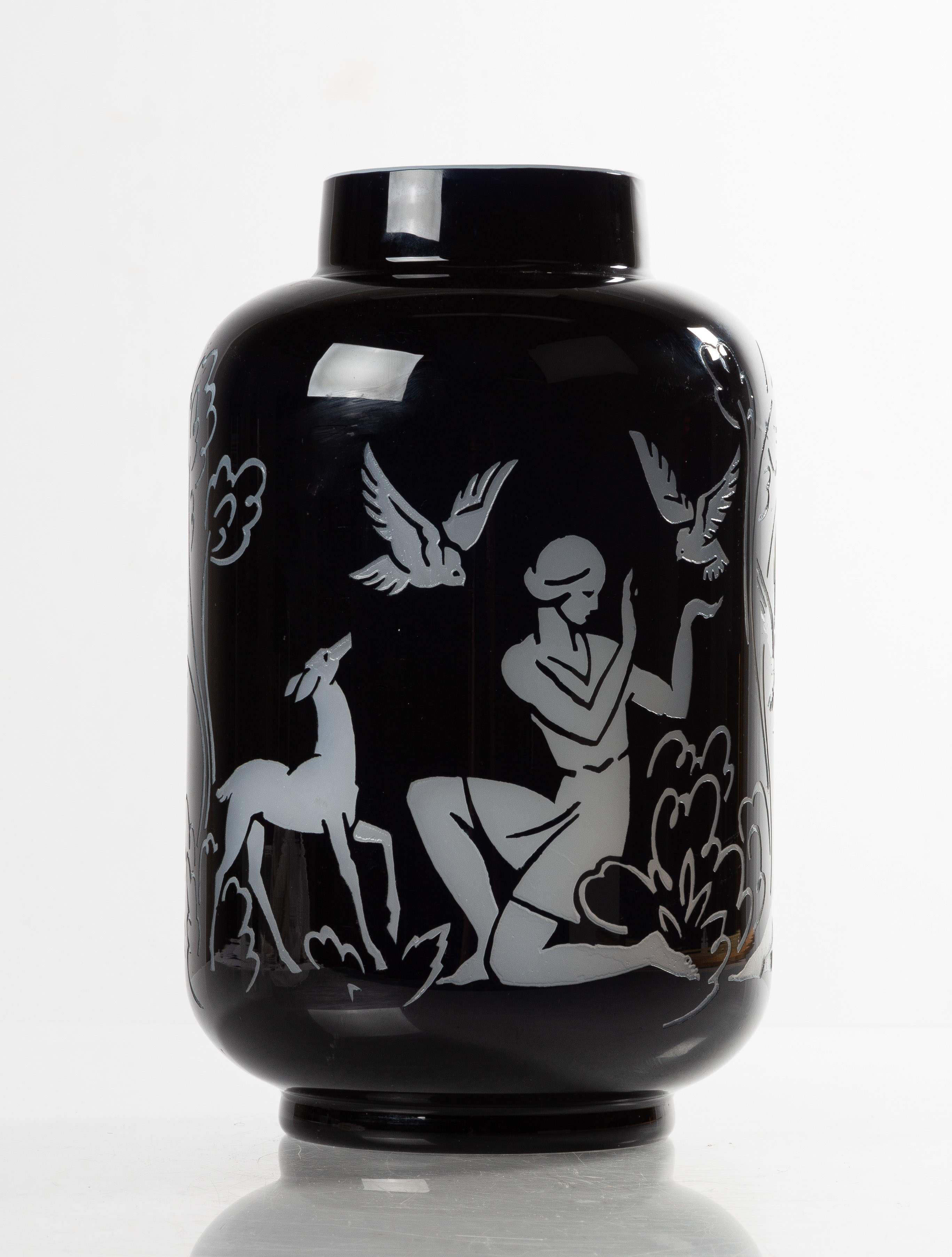 Steuben Vase with Greek Figures | Cottone Auctions