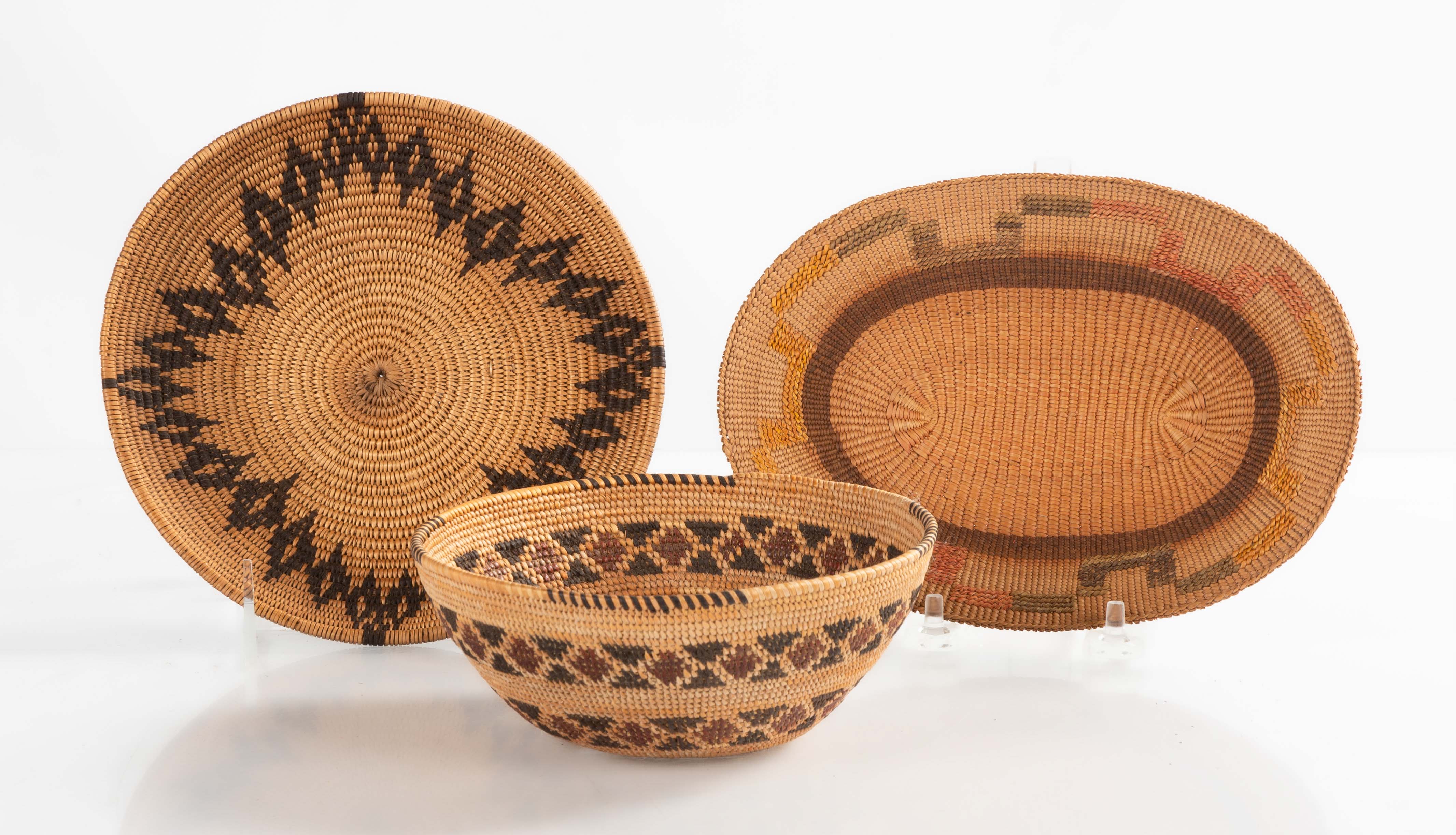 Three Native American Baskets, Yokut, Tlingit, and Maidu | Cottone Auctions