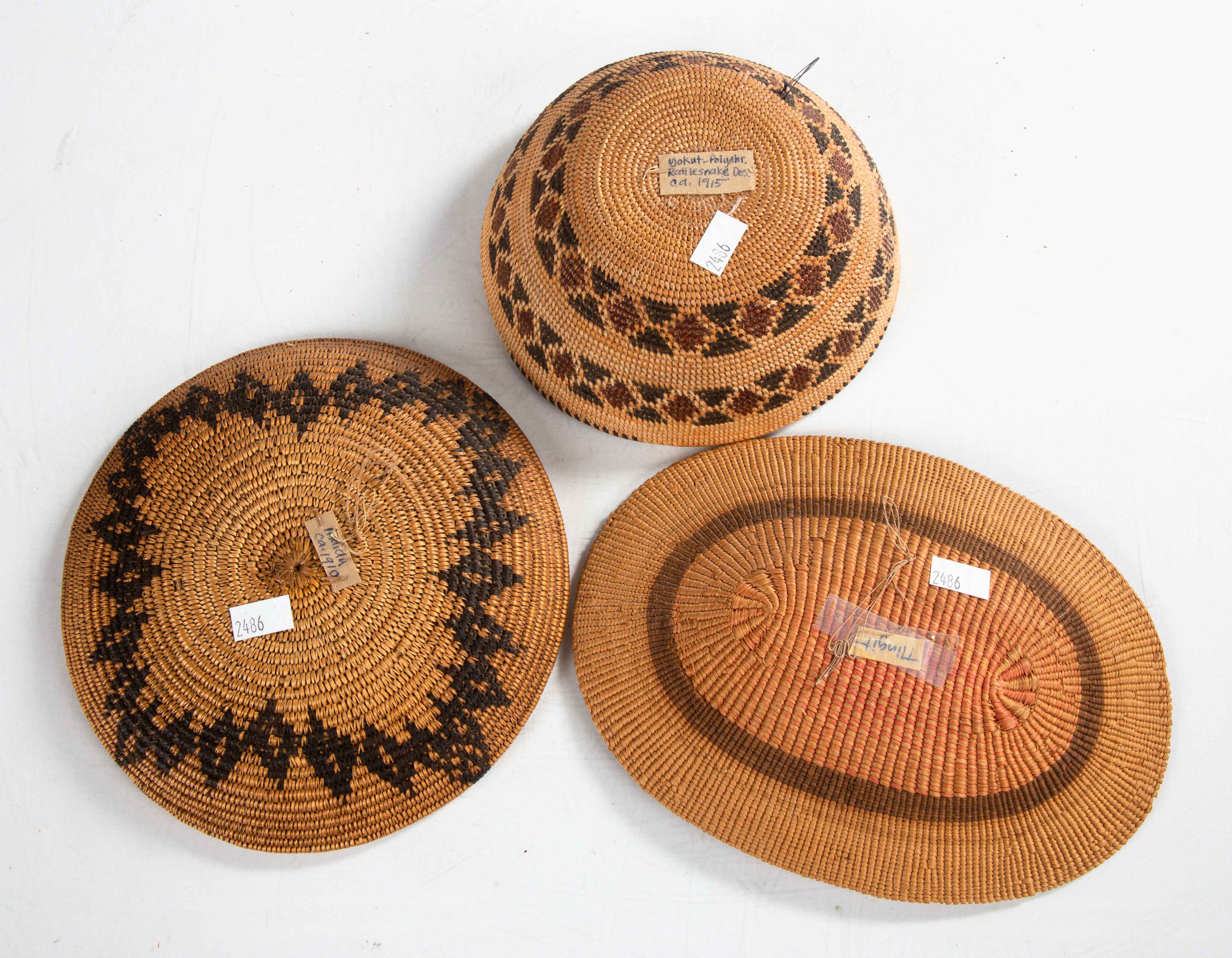 Three Native American Baskets, Yokut, Tlingit, and Maidu | Cottone Auctions