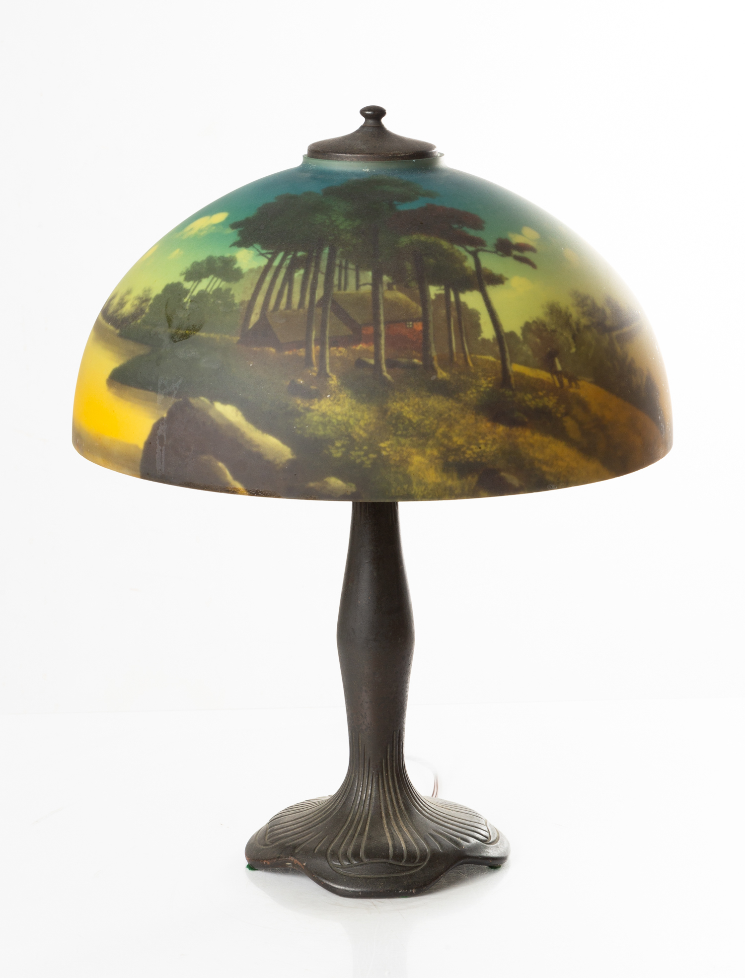Phoenix Reverse Painted Table Lamp | Cottone Auctions