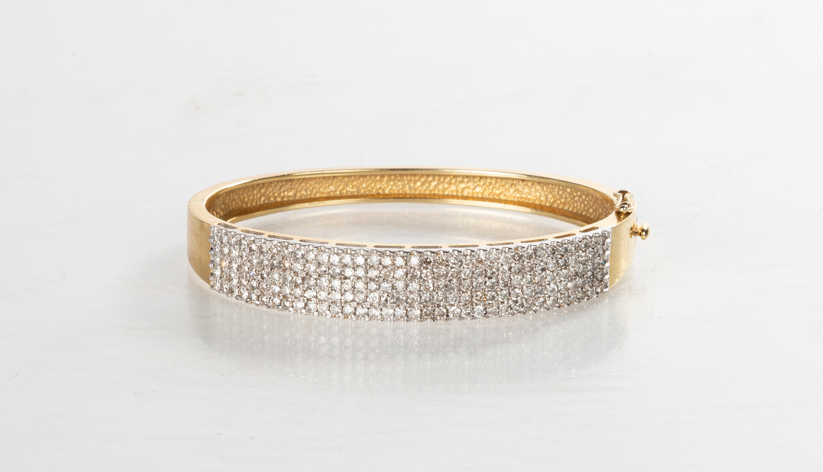14K Gold Pave Set Diamond Bangle Bracelet | Cottone Auctions