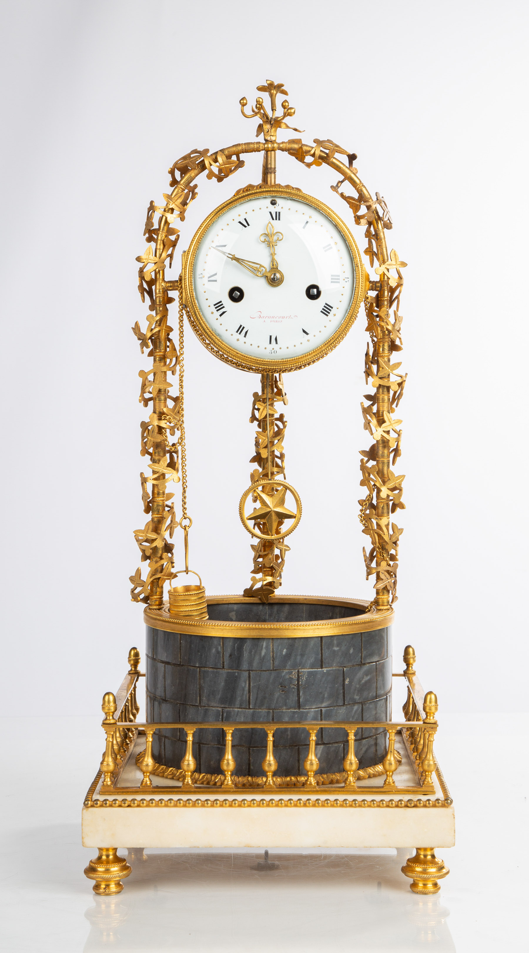 French Marble & Ormolu Wishing Well Clock | Cottone Auctions