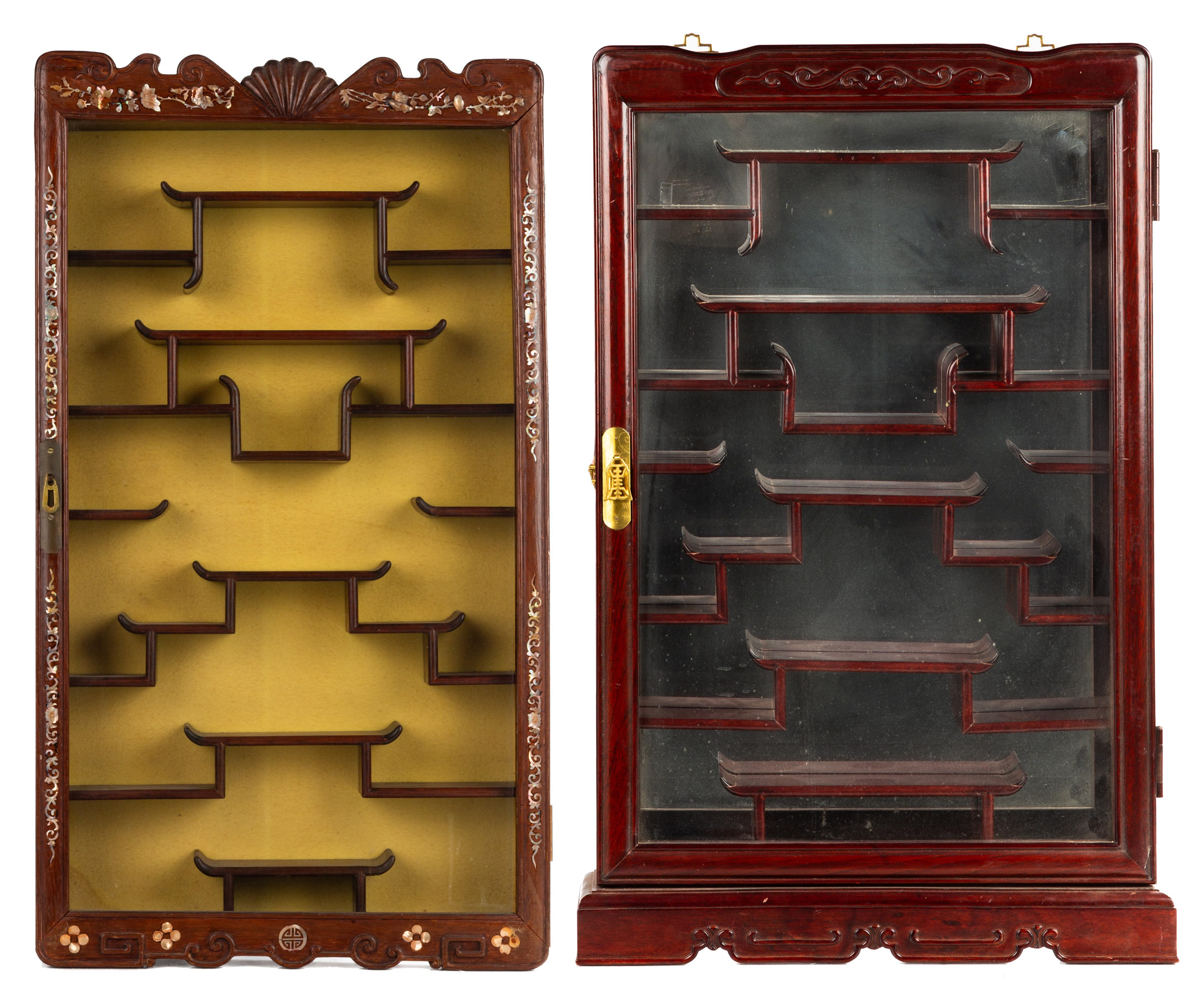 Two Teakwood & Mother-of-Pearl and Rosewood Snuff Bottle & Netsuke ...