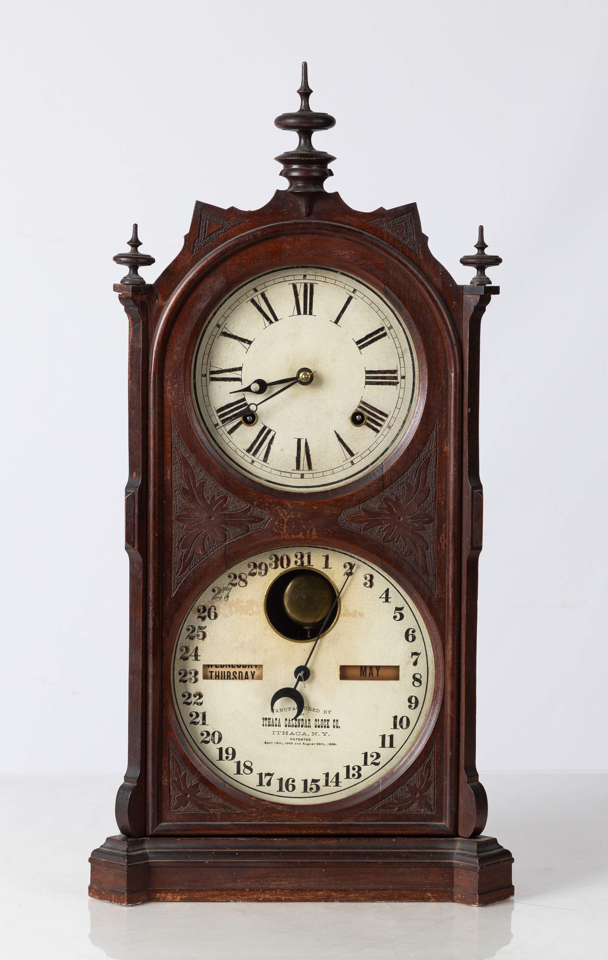 Ithaca Double Dial Calendar Shelf Clock | Cottone Auctions