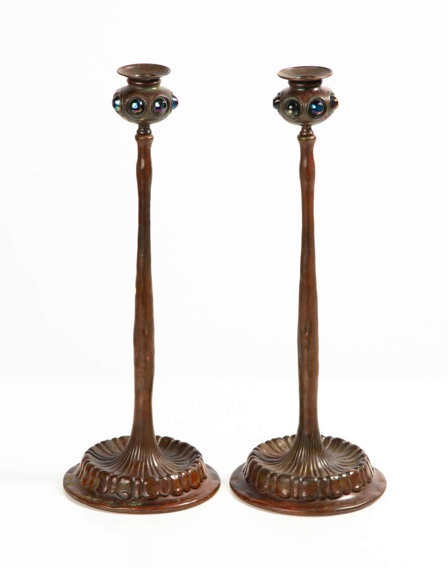 Tiffany Studios Jeweled Candlesticks | Cottone Auctions