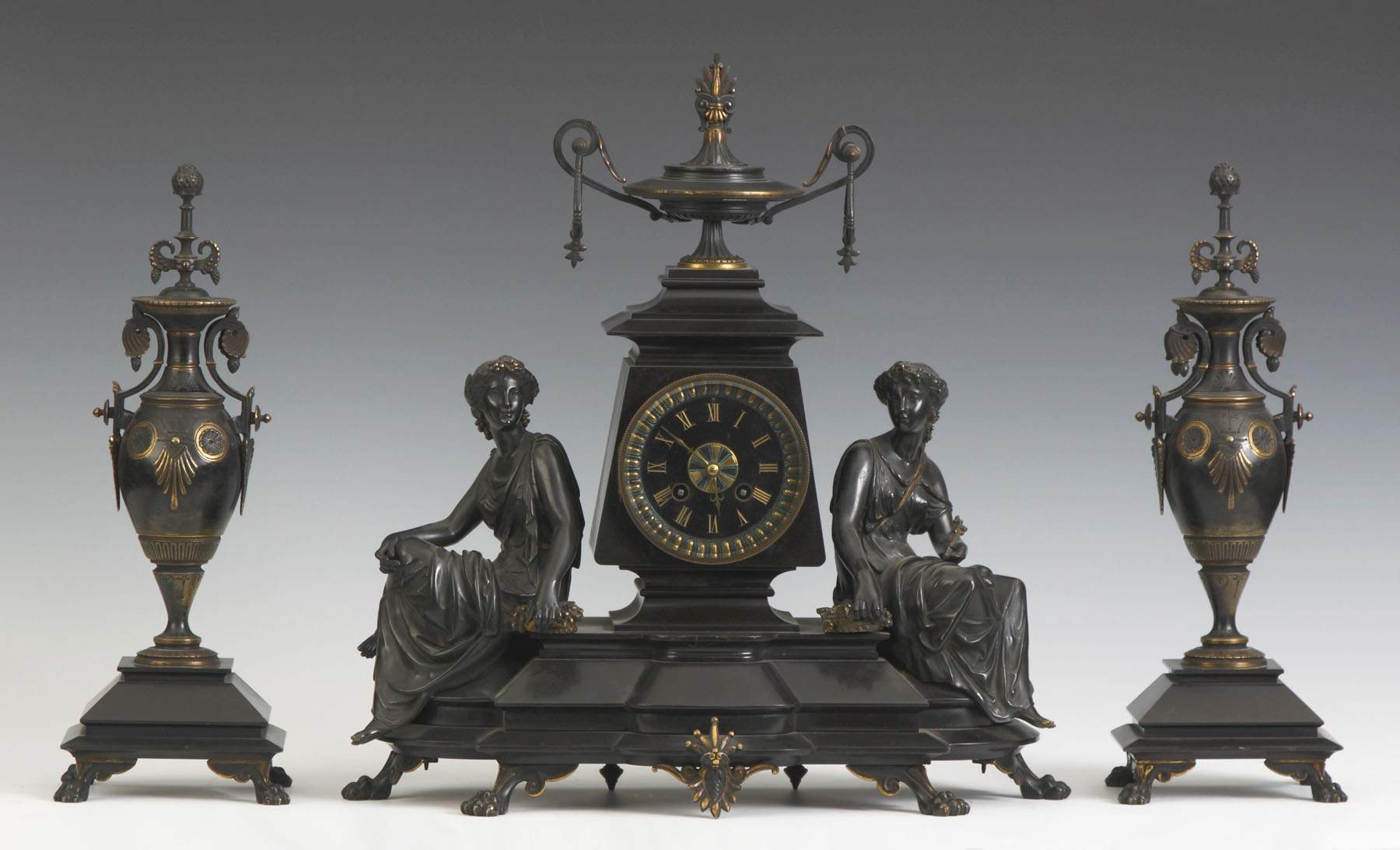 3 Pc. Victorian Shelf Clock Set. | Cottone Auctions