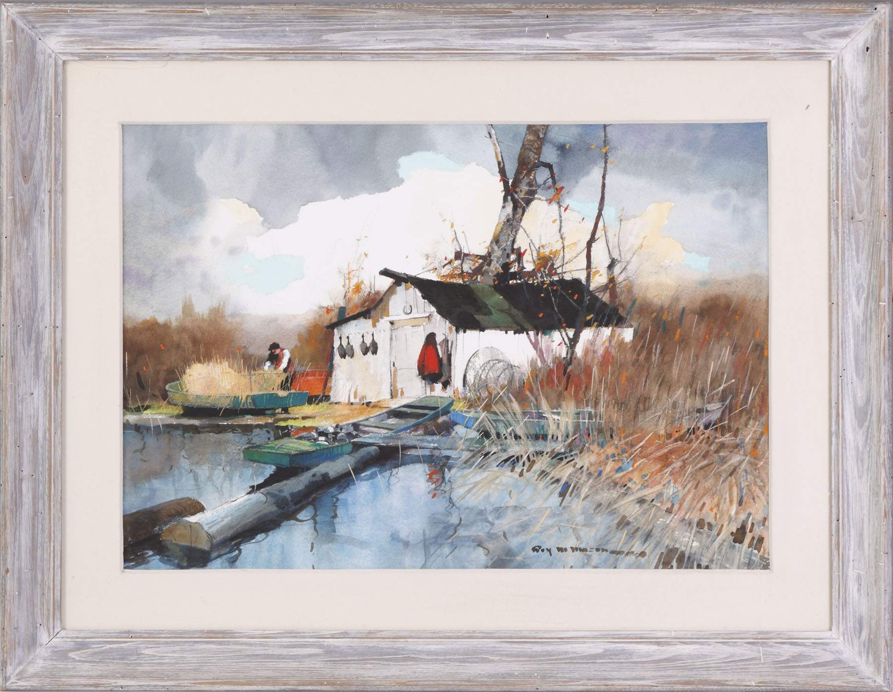 Roy Mason (American, 1886-1972) Duck hunter & cabin scene | Cottone ...