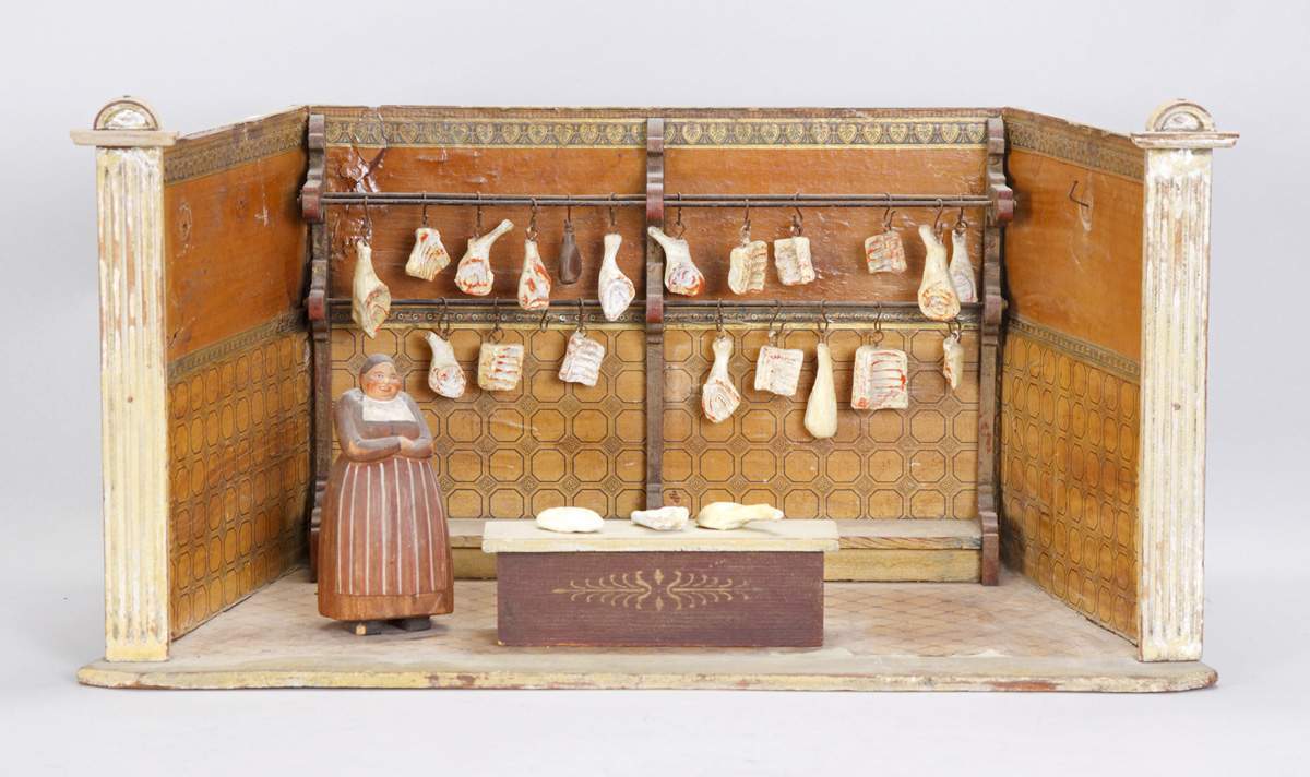 Lithographed & Painted Wood Butcher Shop | Cottone Auctions