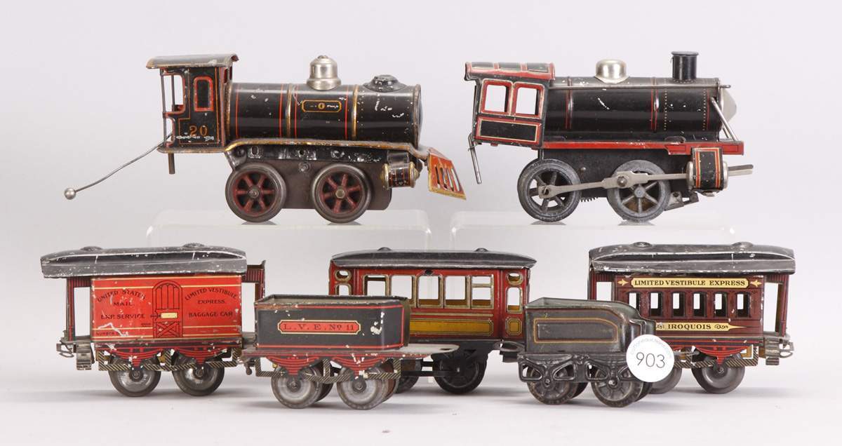 2 German Tin Clock Work Trains | Cottone Auctions