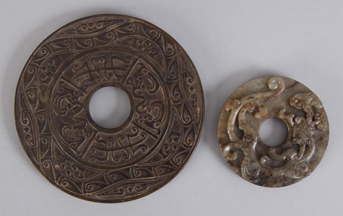 2 Carved Jade Discs | Cottone Auctions