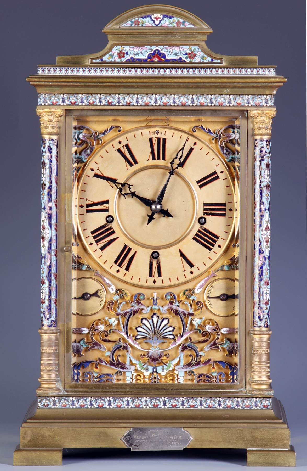 Monumental Fine Bronze & Enameled Shelf Clock | Cottone Auctions