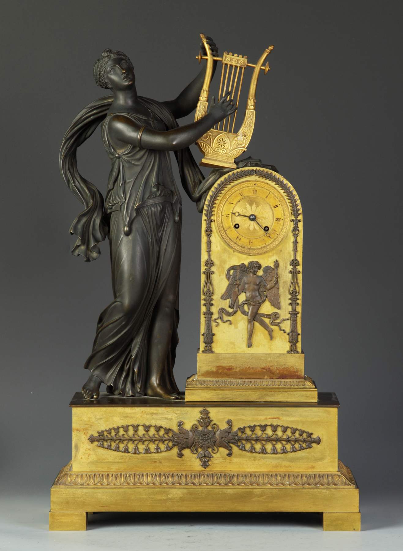 Fine French Neoclassical Bronze & Gilt Bronze Clock | Cottone Auctions