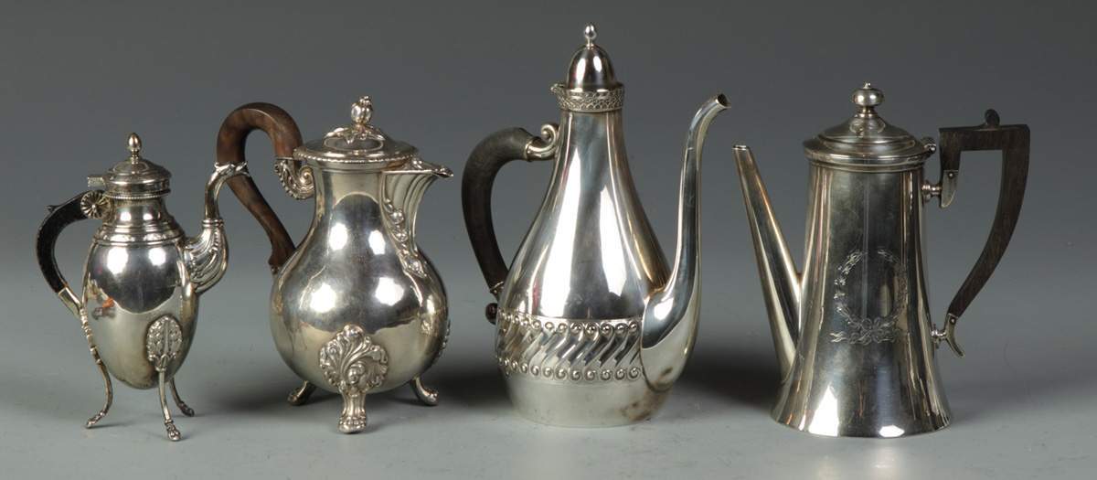 2 Sterling Syrup Pots & 2 Sterling Tea Pots | Cottone Auctions