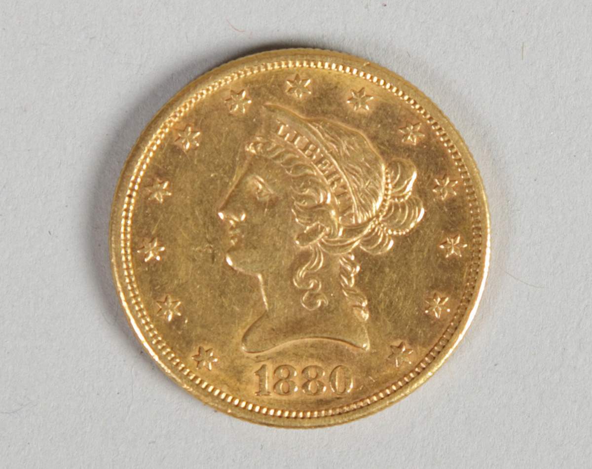 1880 'S' US Gold Coin - Liberty Ten Dollar | Cottone Auctions