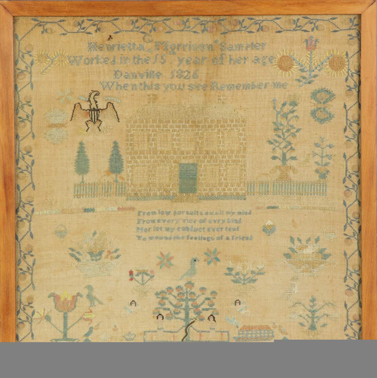 1826 Sampler, Henrietta Morrison, Danville | Cottone Auctions
