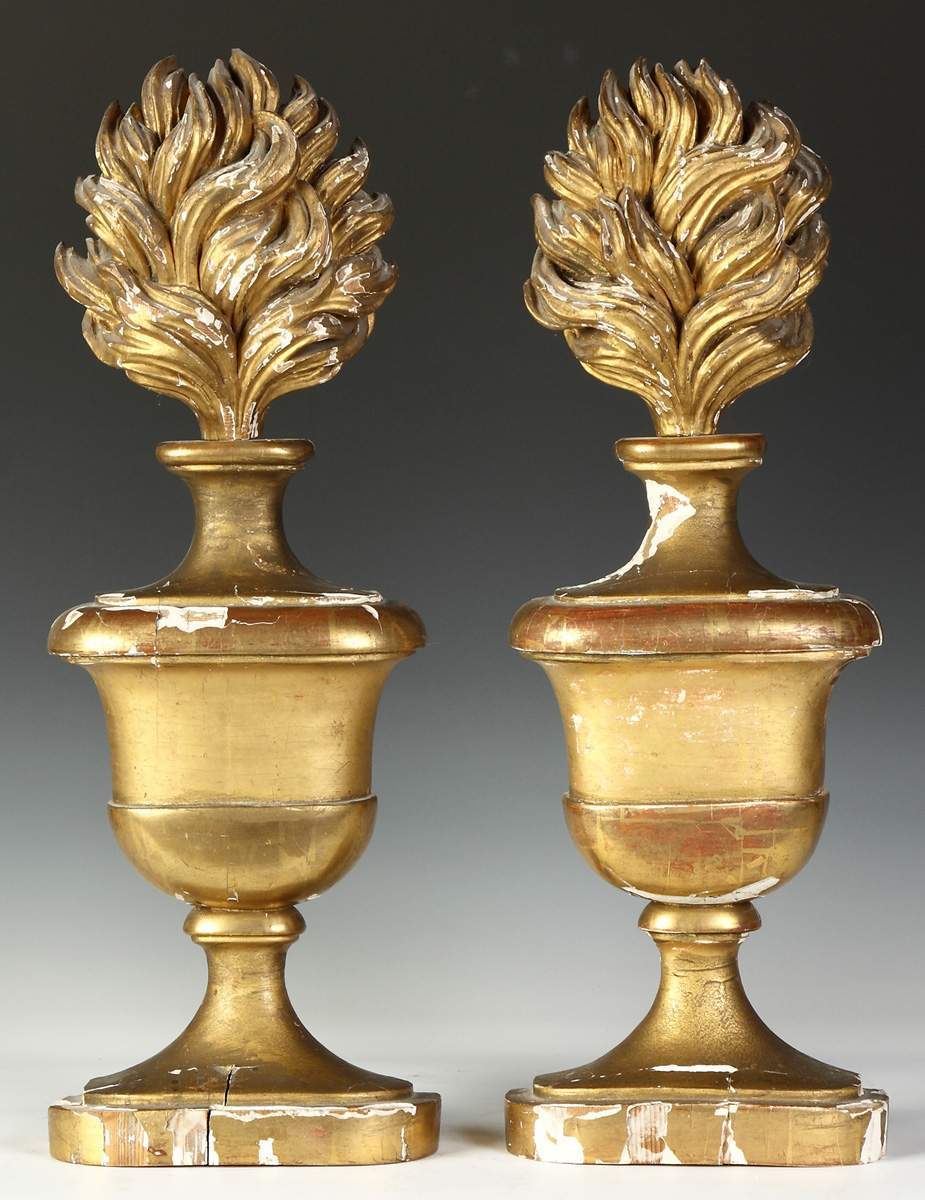 Pair of Carved & Gilded Architectural Finials | Cottone Auctions