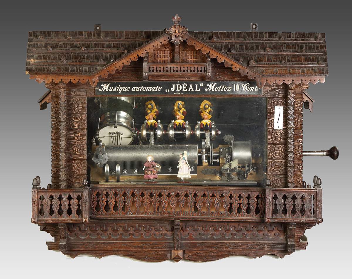 Unusual Mermod Freres, Sainte-Croix, Swiss., Automaton Musical Cabinet ...