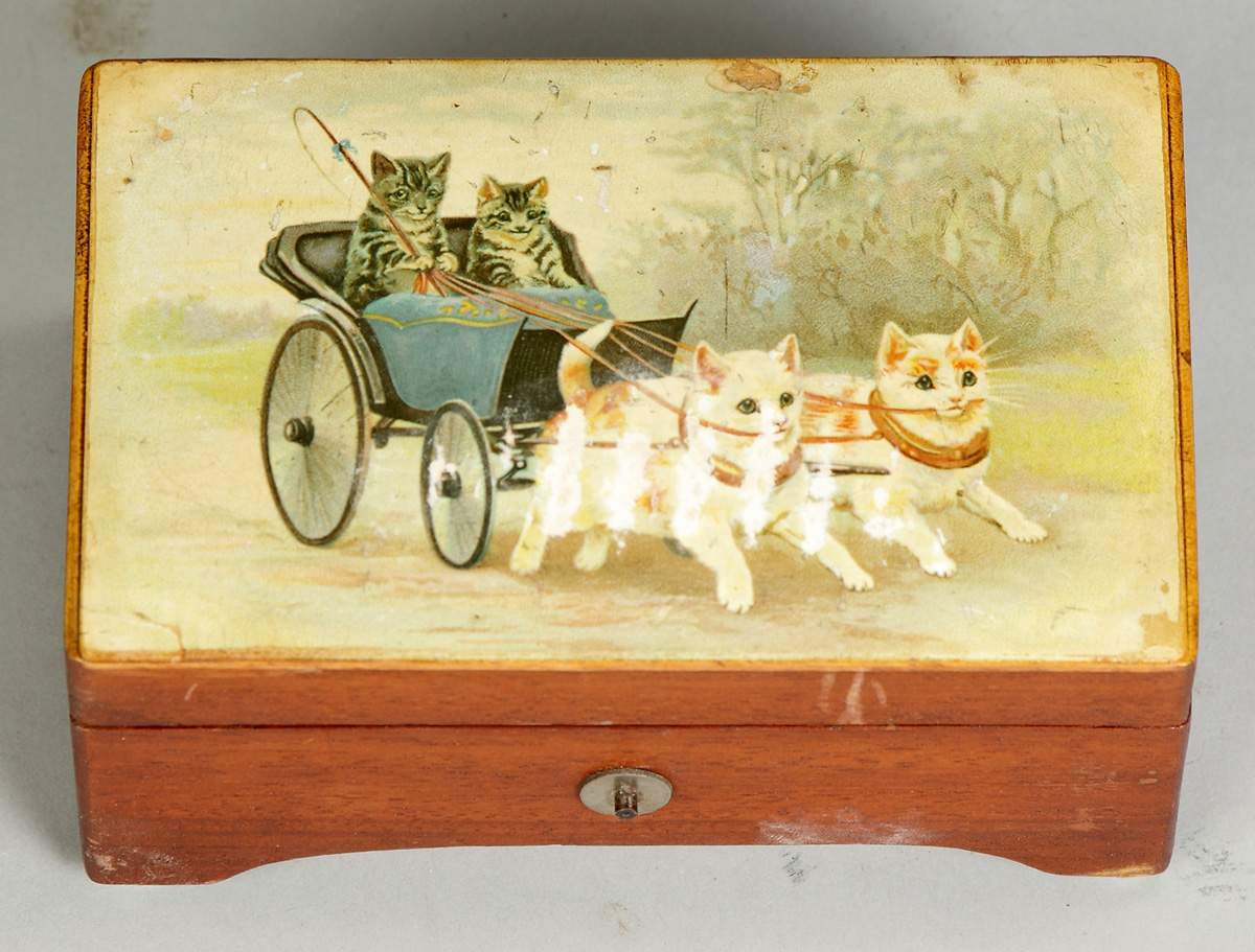 Miniature, Novelty Music Box w/Kittens | Cottone Auctions