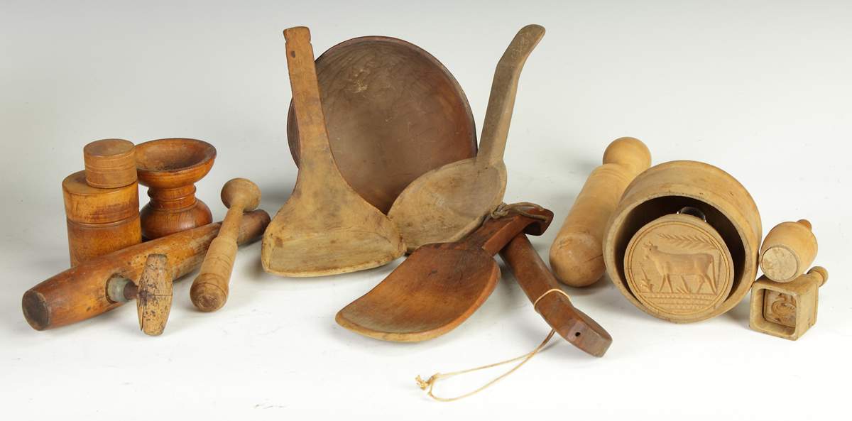 Group of Early Wooden Kitchen Ware | Cottone Auctions