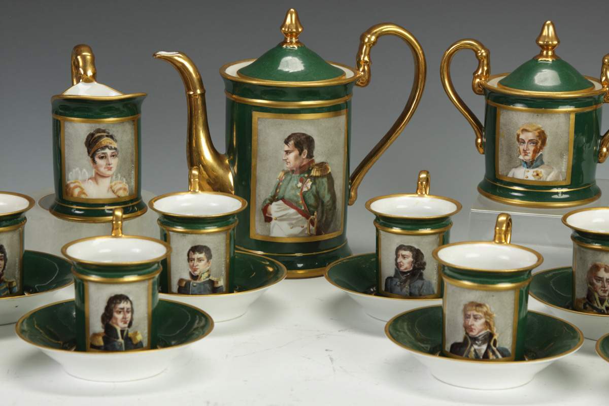 Hand Painted Porcelain Tea Service of Napoleon & His Army | Cottone ...