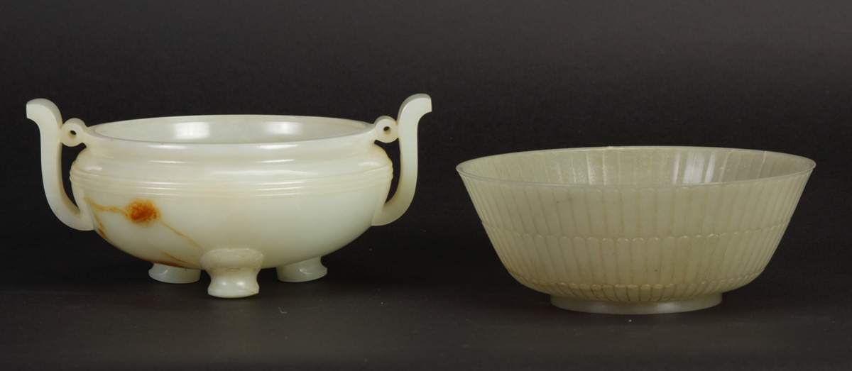 Chinese Carved Celadon Jade Footed Censor | Cottone Auctions