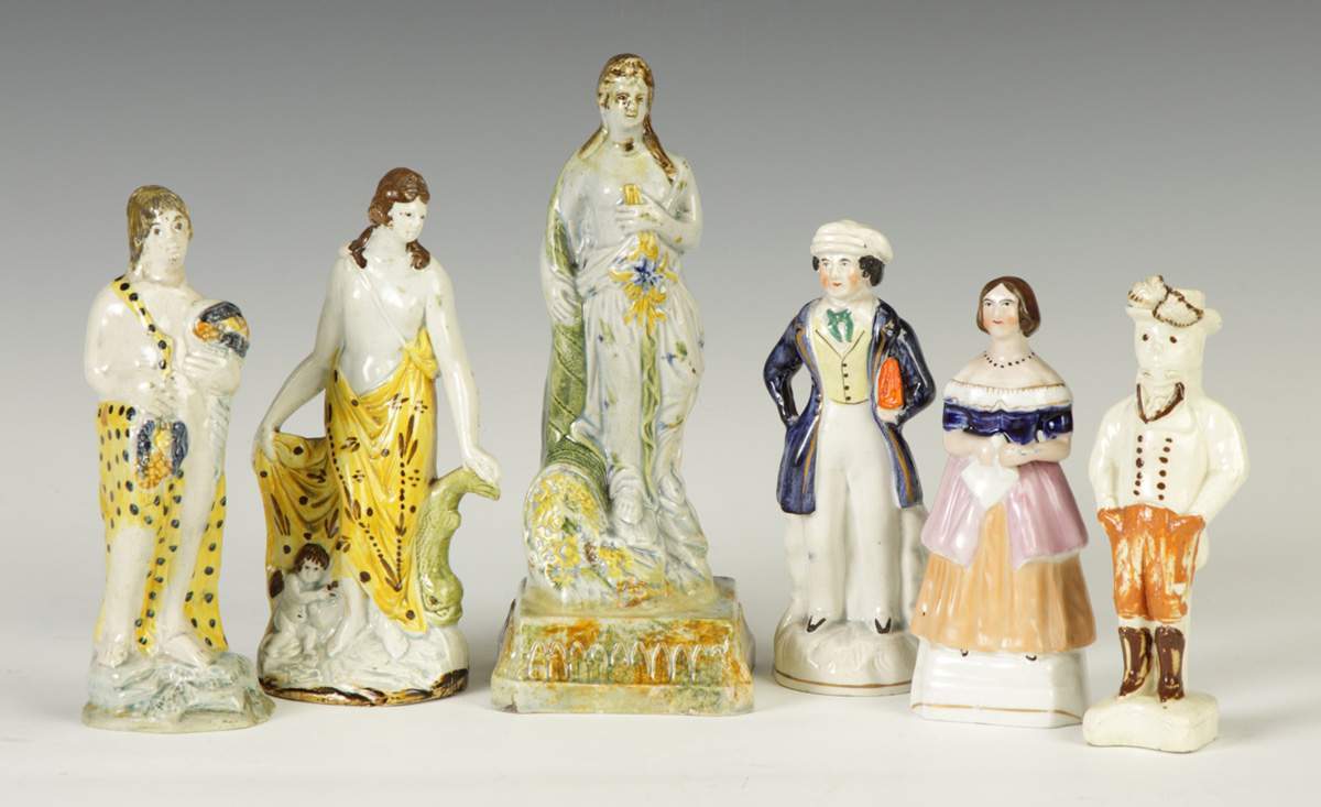 Group of Early 19th cent. Pearlware Figures together with 2 ...