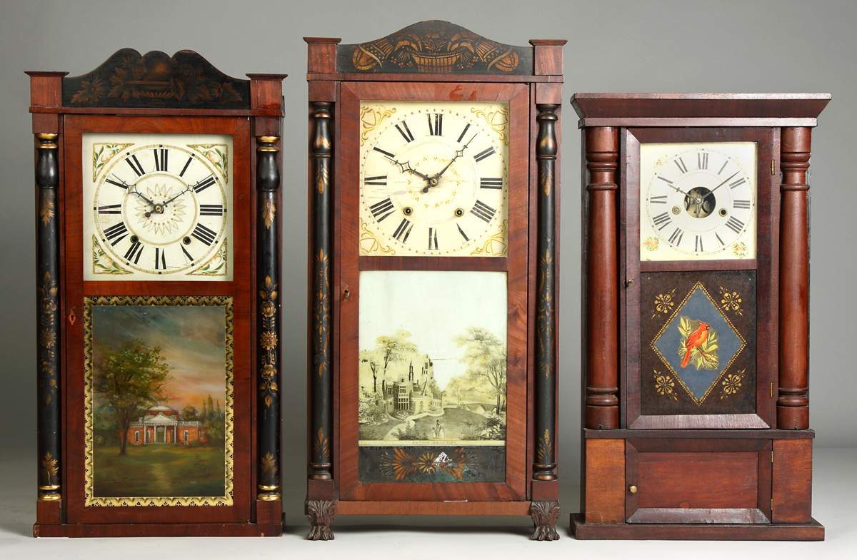 Stenciled Column & Splat Shelf Clocks & Double Decker Shelf Clock ...