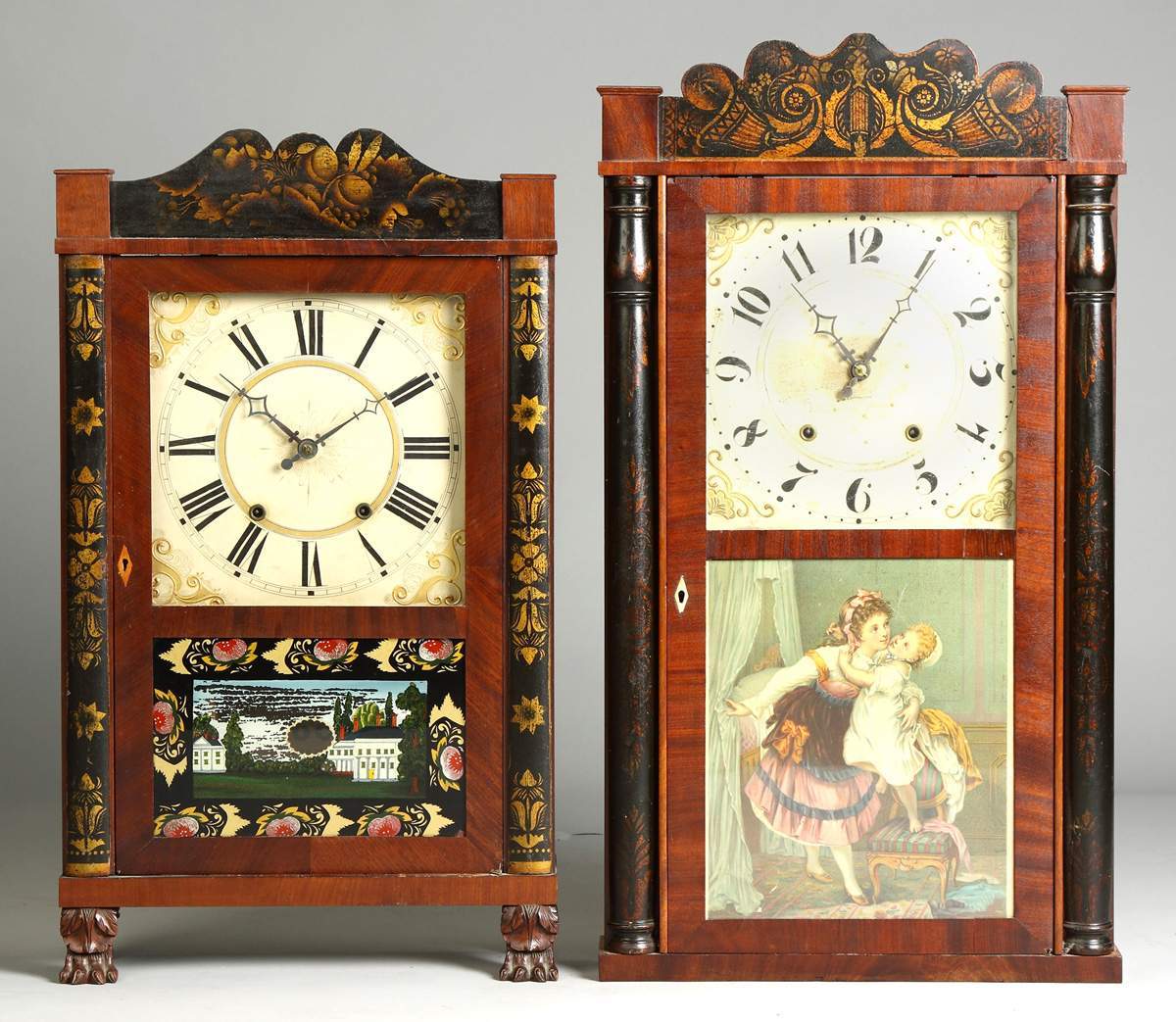Stenciled Column & Splat Shelf Clocks | Cottone Auctions