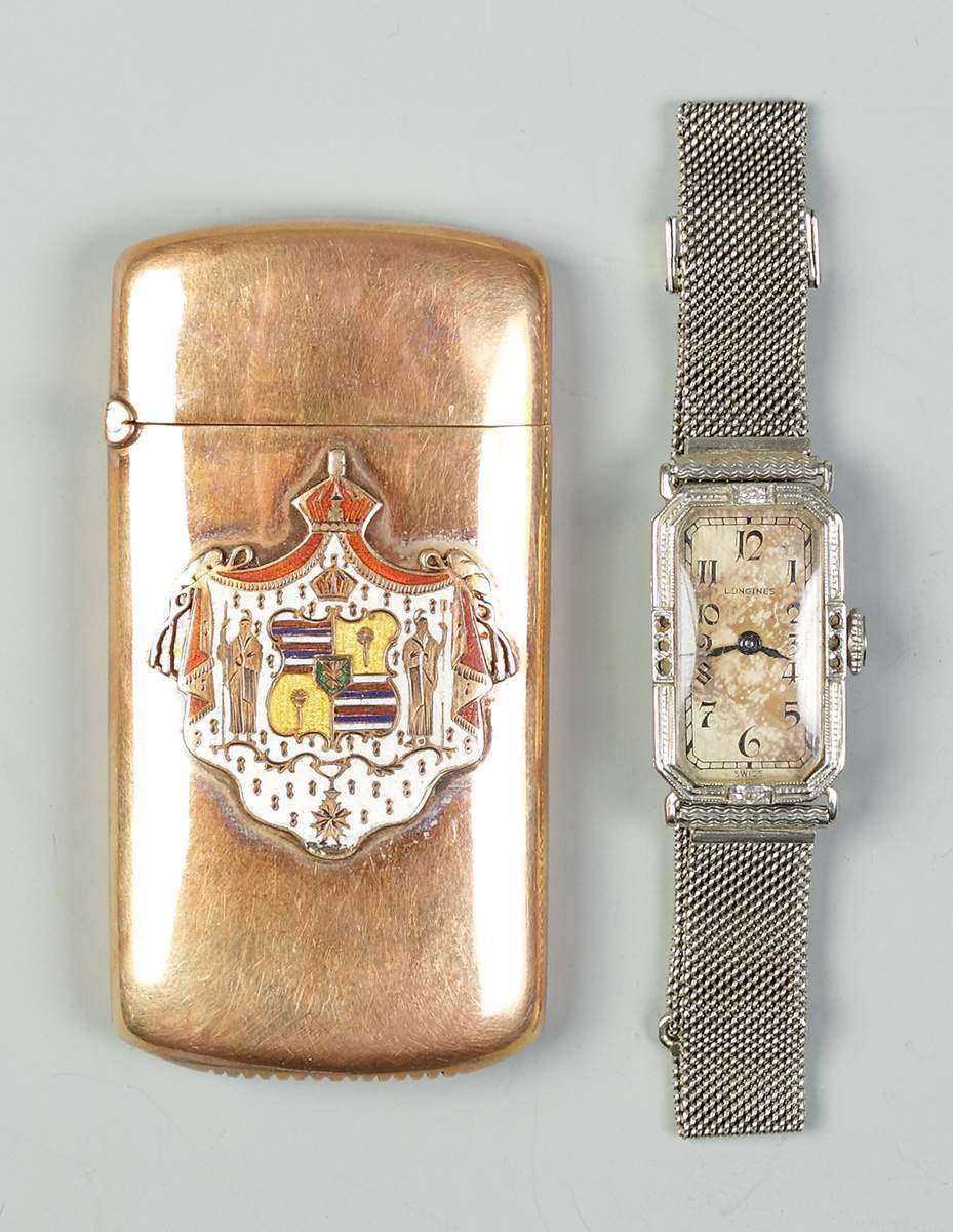 14k Gold Match Case & 18K Gold Watch | Cottone Auctions