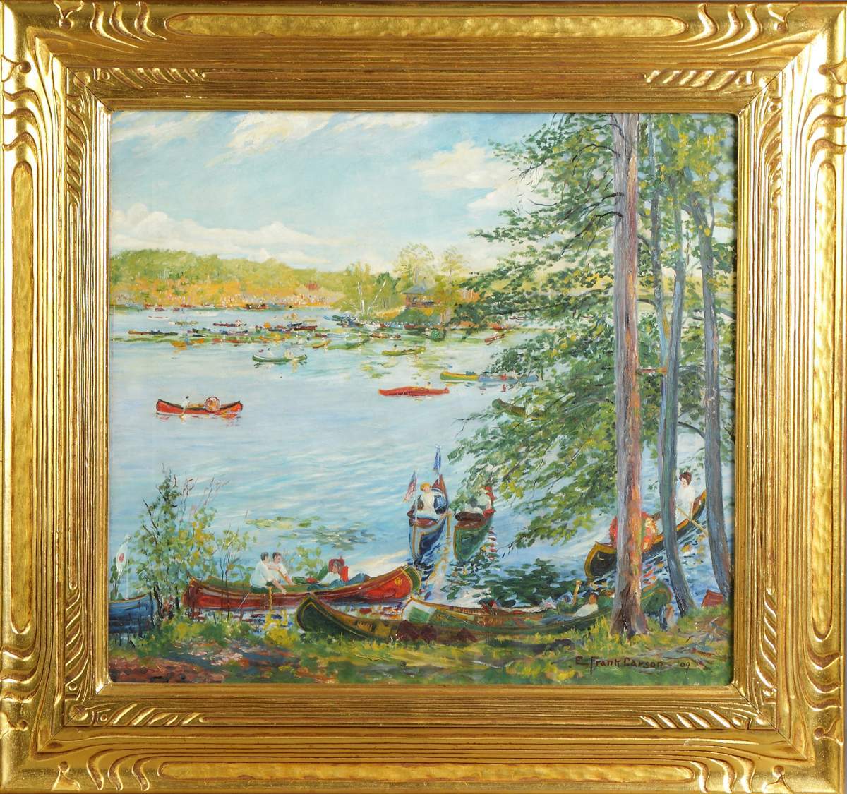 E. Francis (Frank) Carson (American, 1881-1968) Lake/canoe scene ...