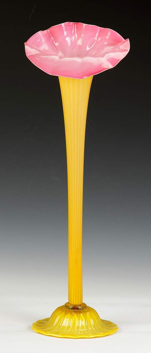 Fine Monumental Fluted and Cased Glass Flora Form Vase | Cottone Auctions