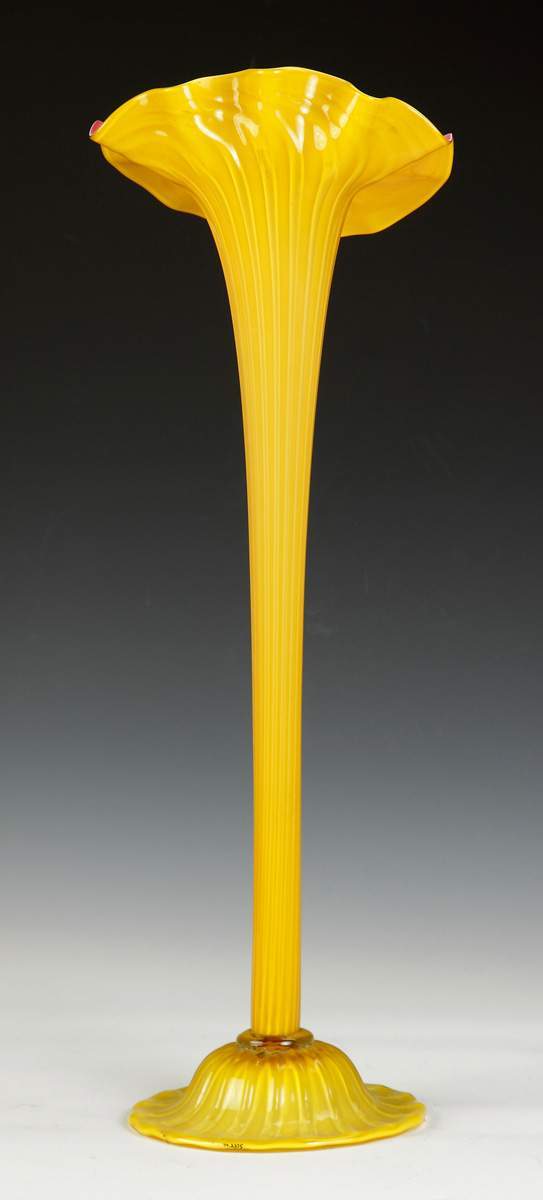 Fine Monumental Fluted and Cased Glass Flora Form Vase | Cottone Auctions