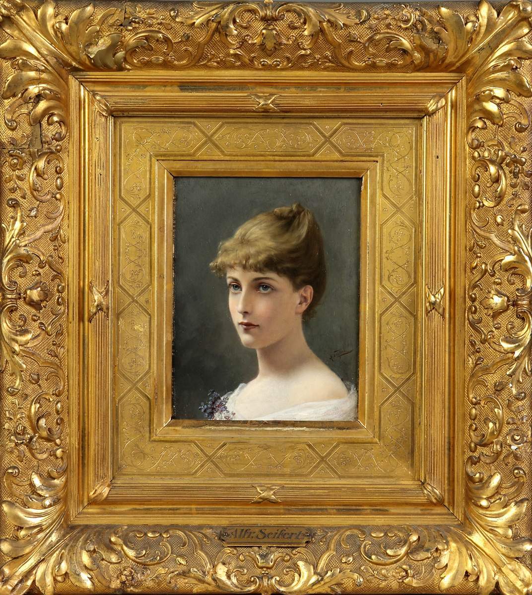 Alfred Seifert (Czech, 1850-1901) Portrait of a young lady | Cottone ...