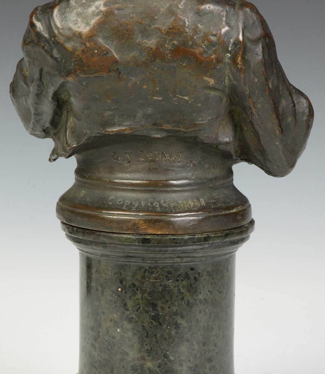 George Julian Zolnay (American, 1863-1949) Bronze bust of Edgar Allen ...