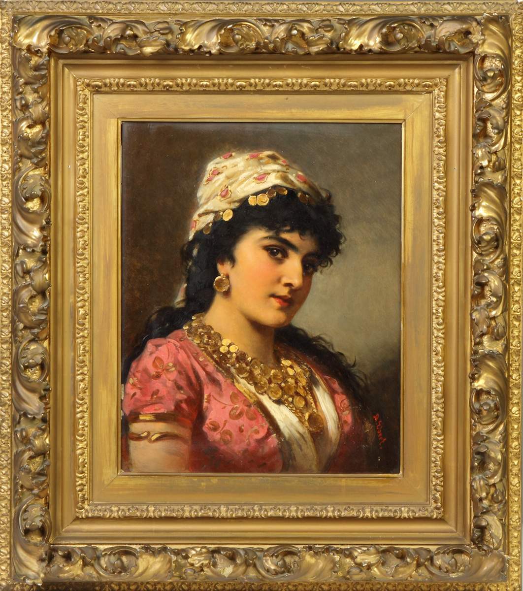 Anton Ebert (German,1845-1896) Portrait of a Middle Eastern Young Lady | Cottone Auctions