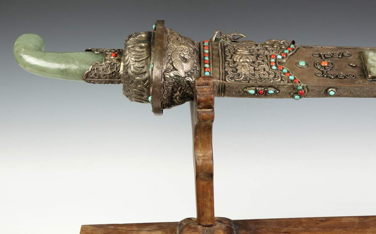Tibetan Jade & Jeweled Metal Ceremonial Sword | Cottone Auctions