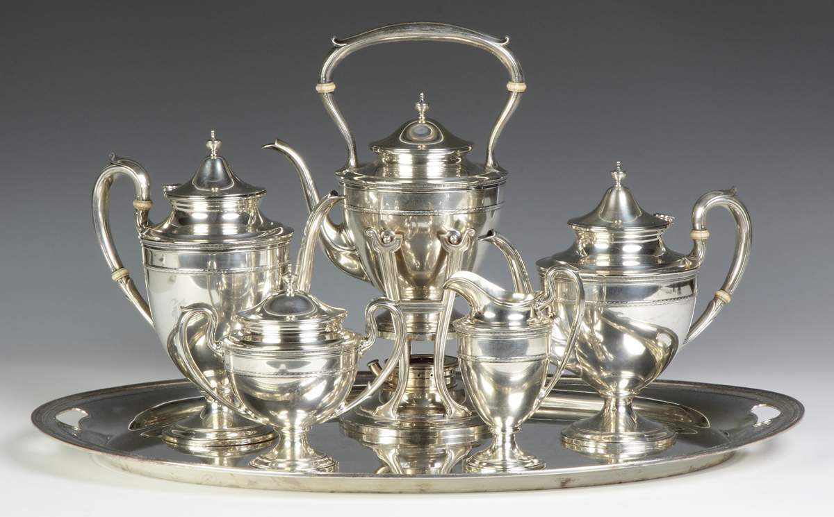 Gorham Sterling Silver 6-Piece Tea Set - Edgewater Pattern | Cottone ...