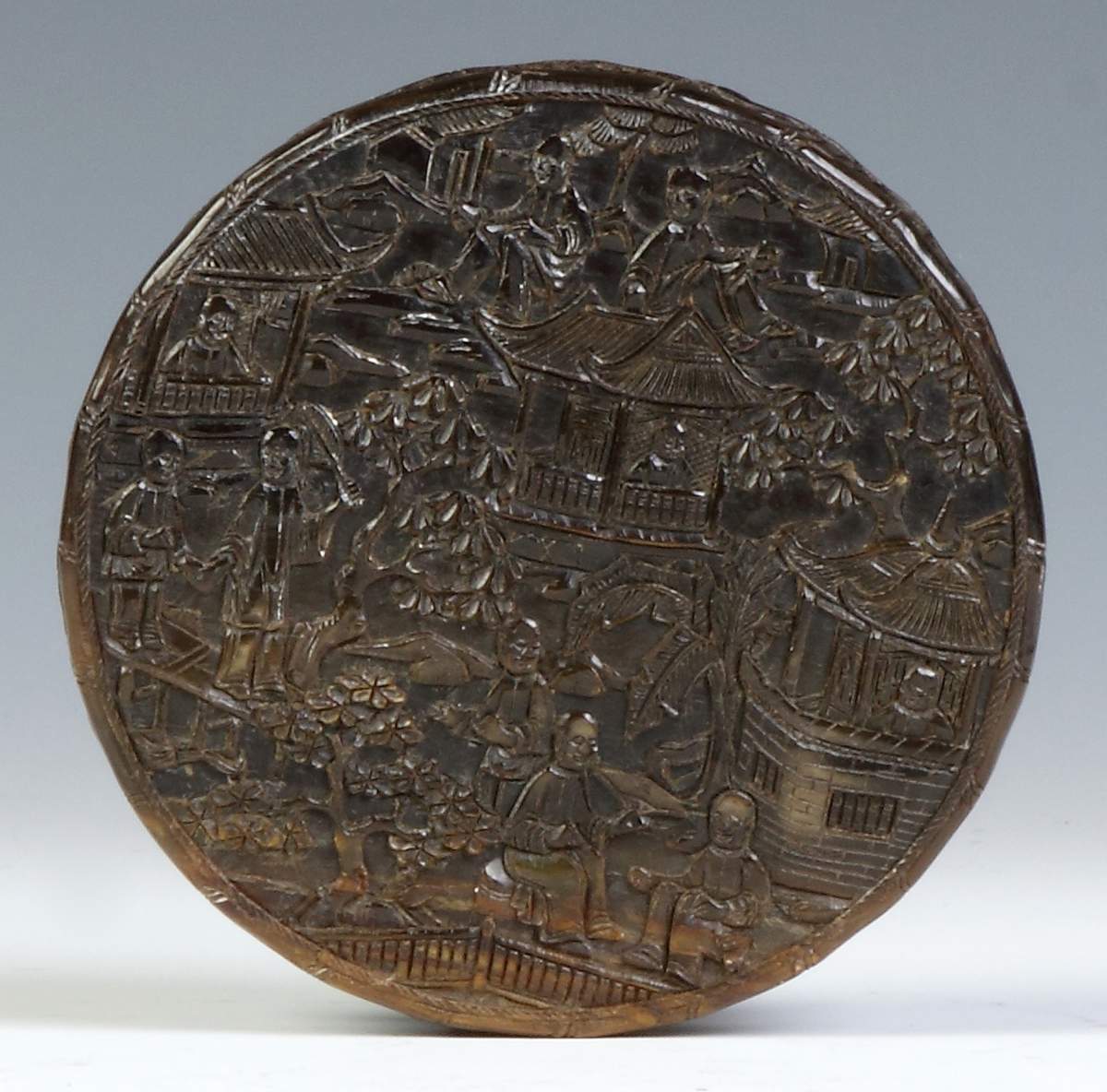 Chinese Carved Horn Box | Cottone Auctions