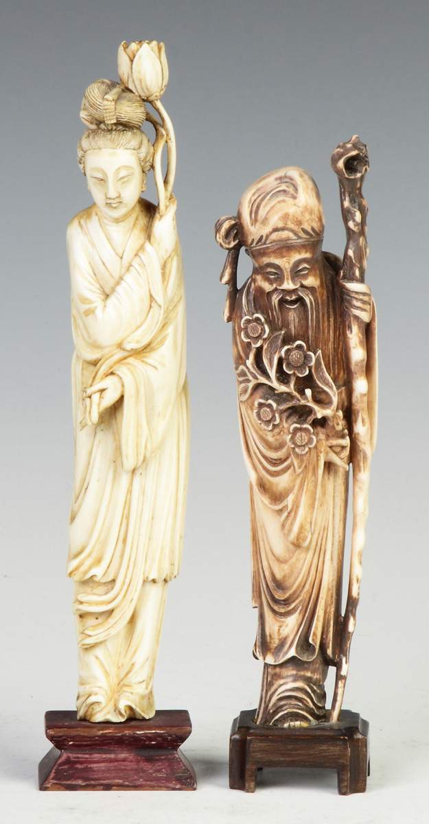 2 Chinese Carved Ivory Figures | Cottone Auctions